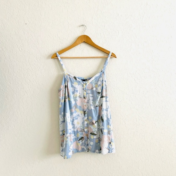 torrid | Tops | Torrid Tank Top Blue Floral V Neck Blouse Button Down ...